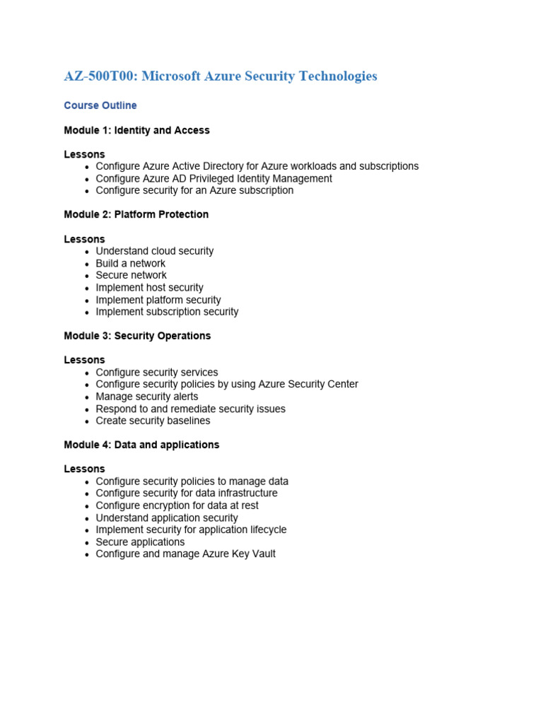 AZ500_MicrosoftAzureSecurityTechnologies | PDF