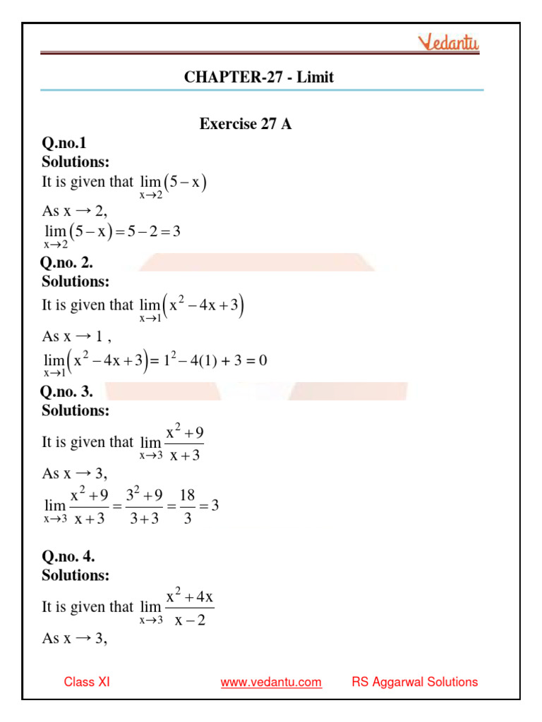 Class XI Limit Solutions | PDF