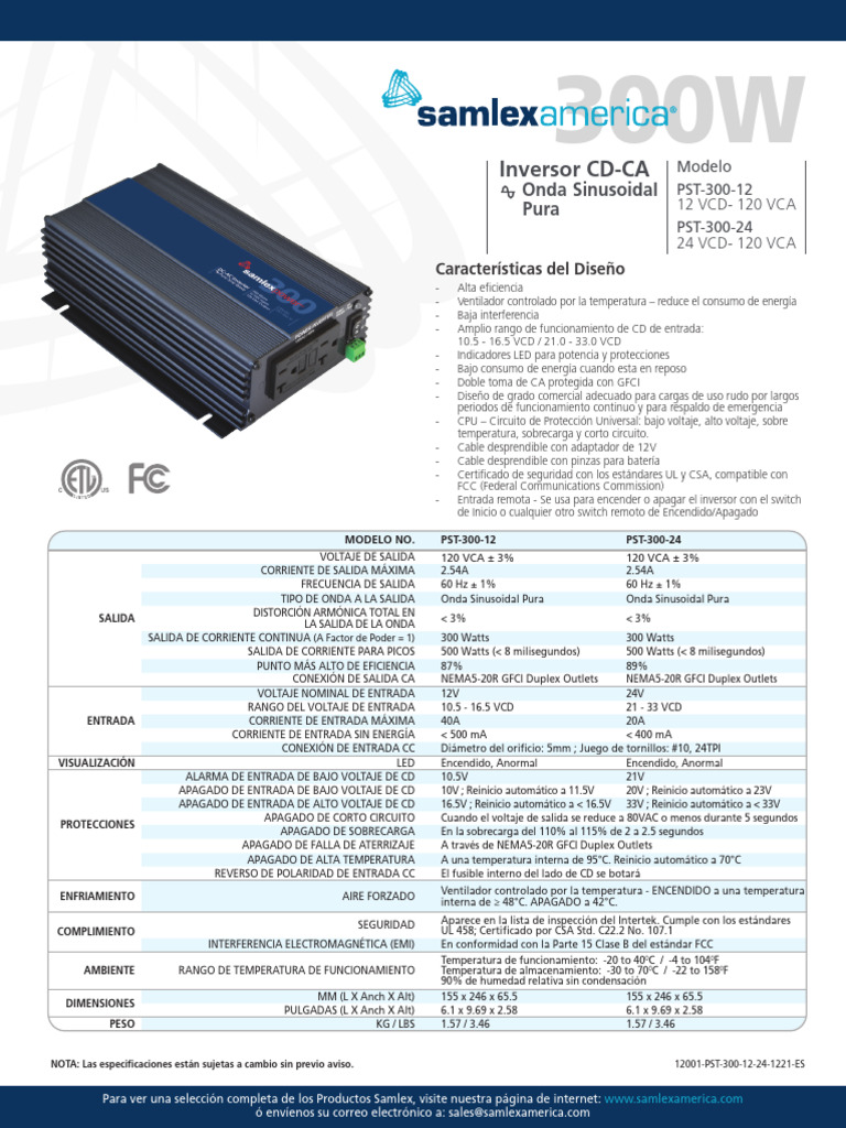 PST 300 12 24 1221 Es | PDF | Inversor de energia | Bienes manufacturados