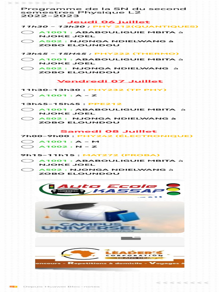 Programme SN2 PHY L2 | PDF