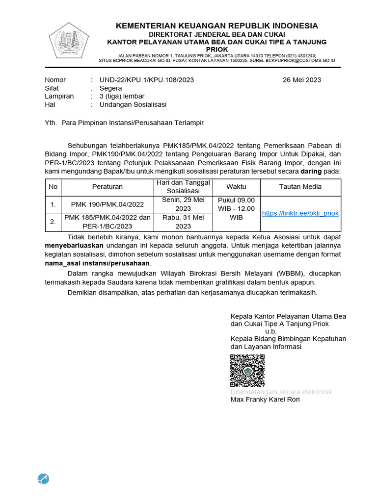Sosialisasi Peraturan Pabean Daring 2023 | PDF