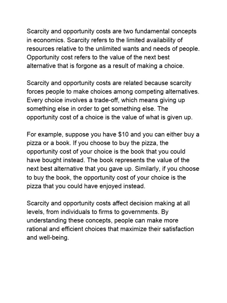 Understanding Scarcity and Opportunity Cost | PDF