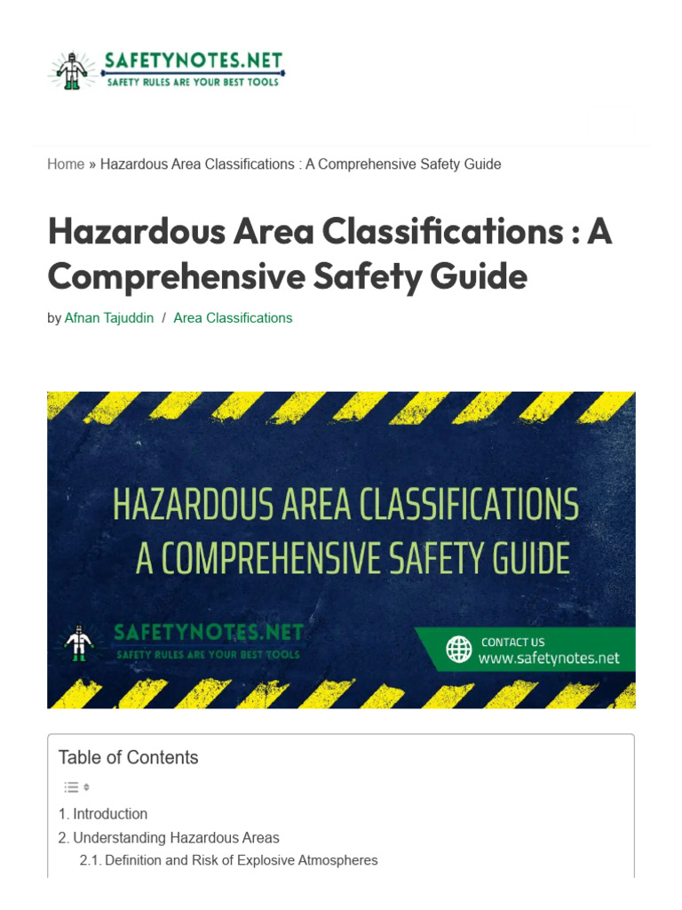 Hazardous Area Classifications - A Comprehensive Safety Guide | PDF