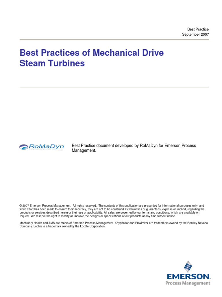 Best-Practices-of-Mechanical-Drive-Steam-Turbines Emerson | PDF | Pump | Bearing (Mechanical)