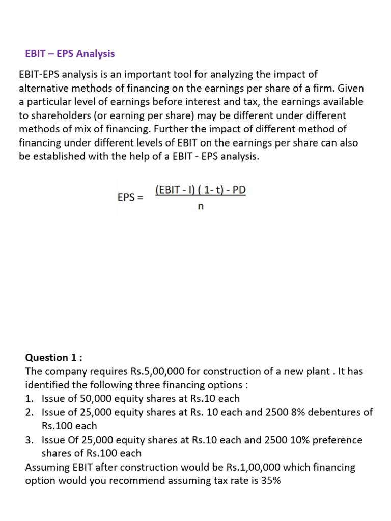 Ebit Eps Analysis | PDF | Stocks | Leverage (Finance)