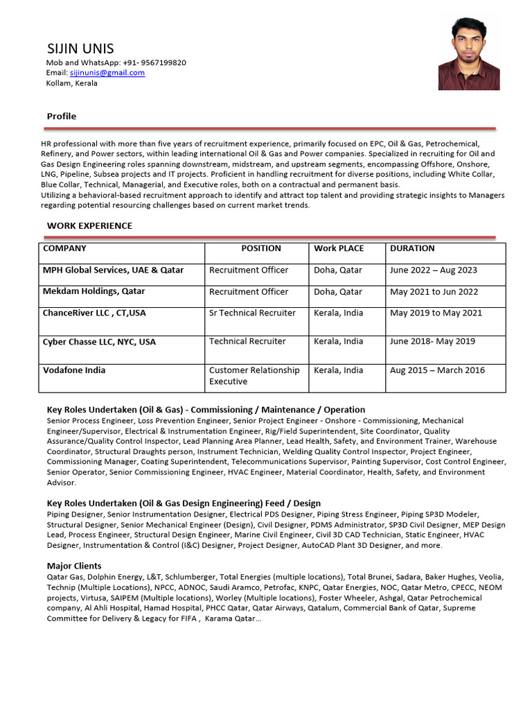 Sijinunis Resume | Download Free PDF | Recruitment | Qatar