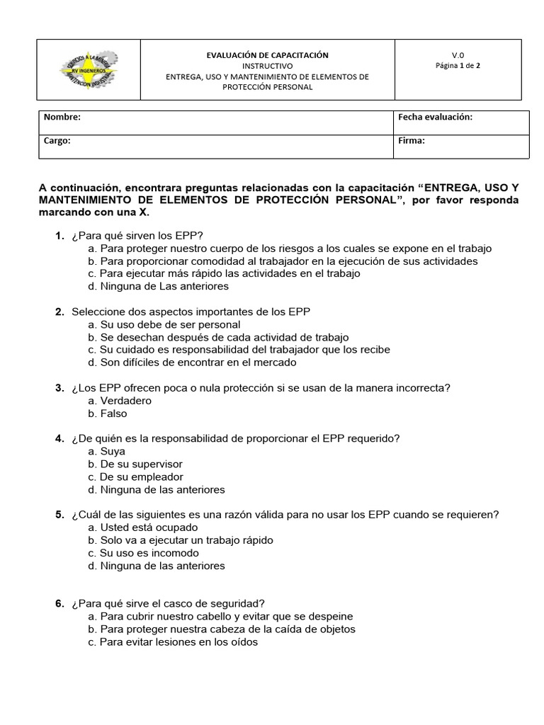 Evaluacion-Instructivo De-Epp | PDF