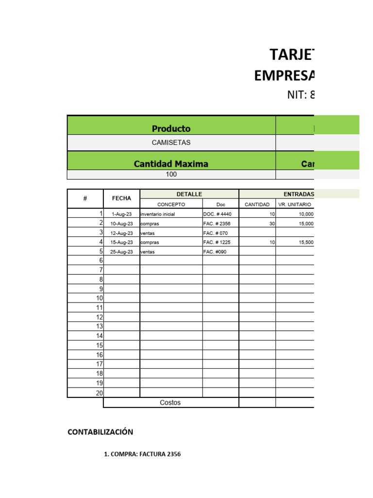 ejercicio-kardex-2023 | PDF