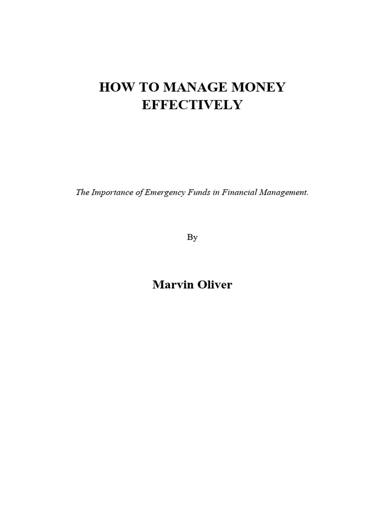 How To Manage Money Effectively | PDF