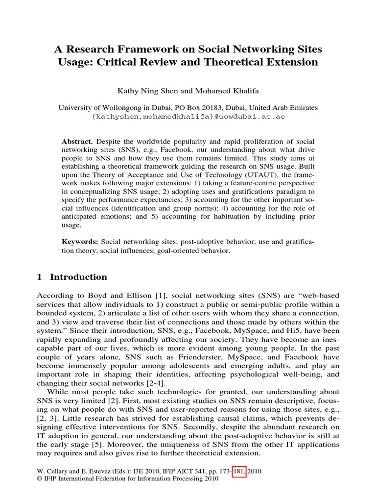 A Research Framework On Social Networking Sites Usage: Critical Review ...