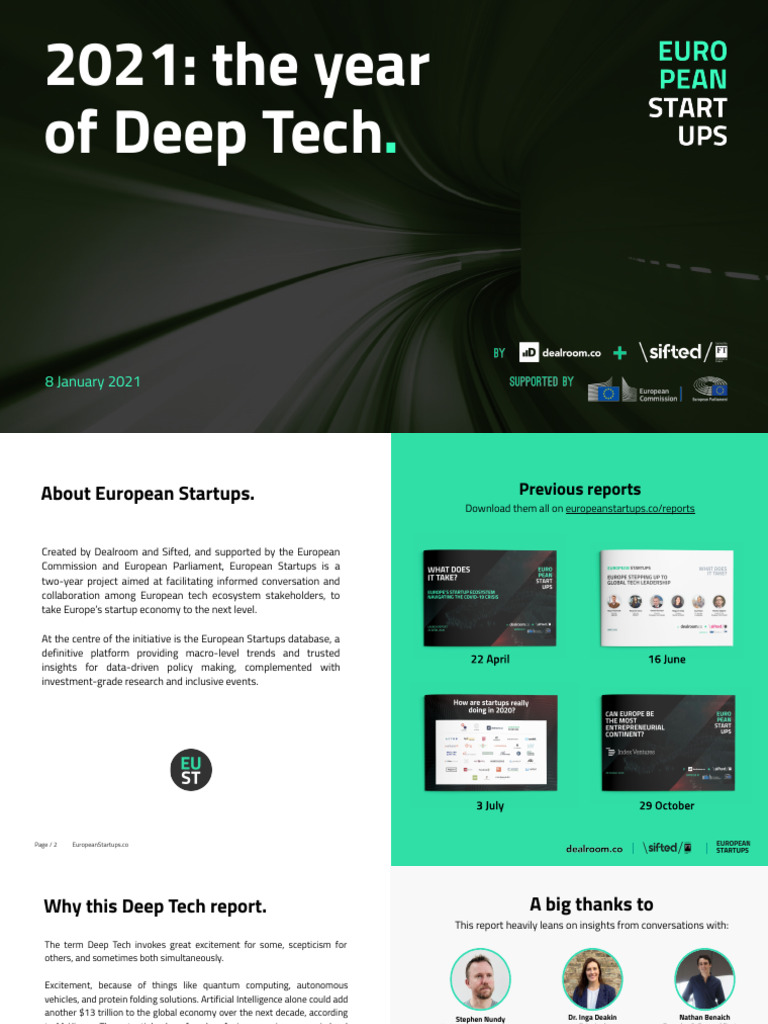 EUST Dealroom Sifted Deep Tech Jan 2021 1 | PDF