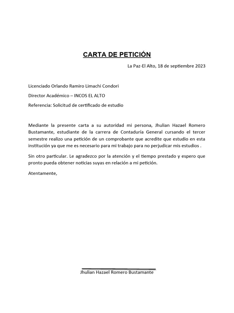 Carta de Peticion General | PDF