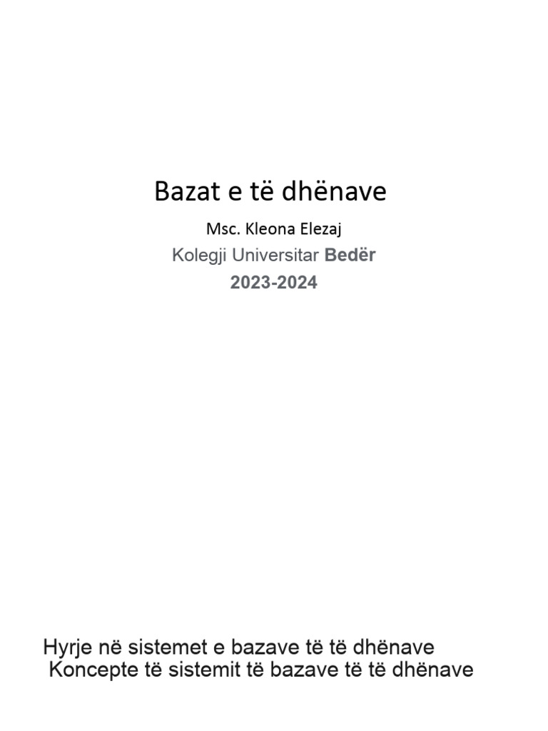 Hyrje Ne DB - Kleona Elezaj | PDF