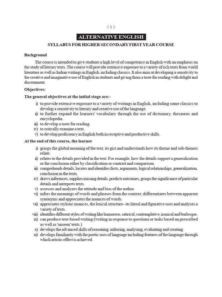 Alternative English | PDF | English Language | Reading Comprehension
