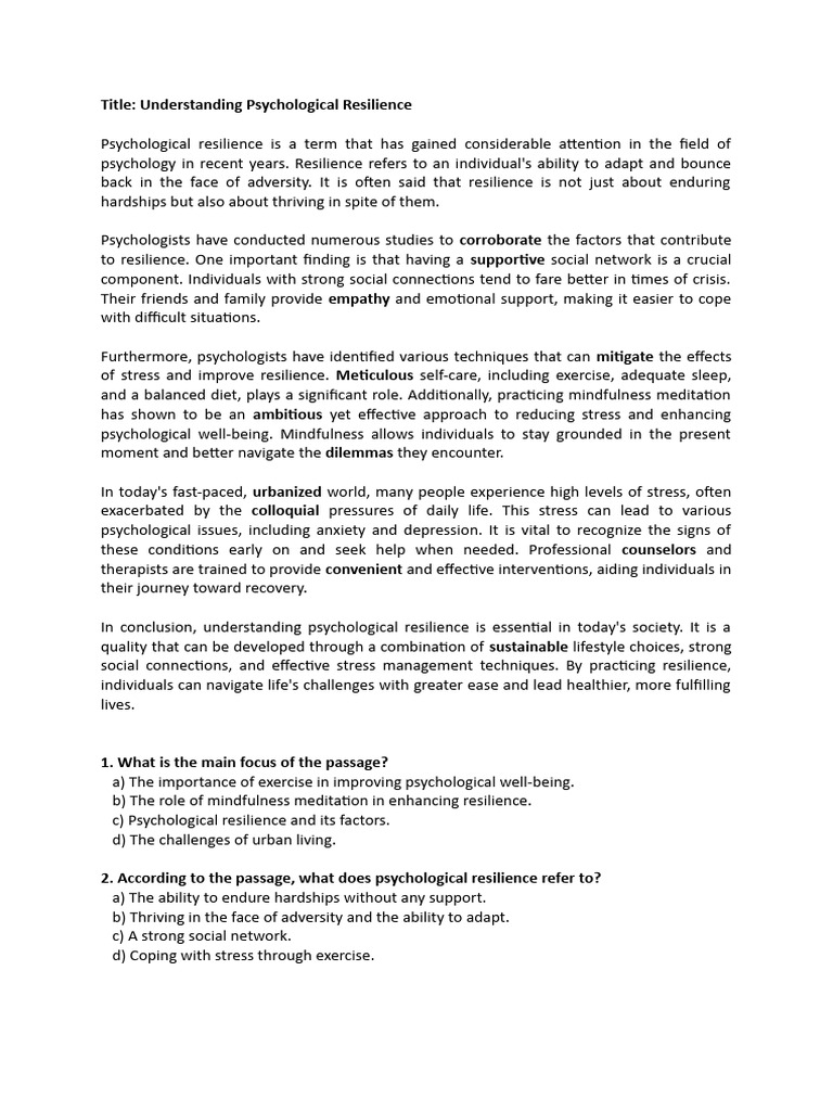 Building Resilience in Modern Life | PDF | Self-Improvement