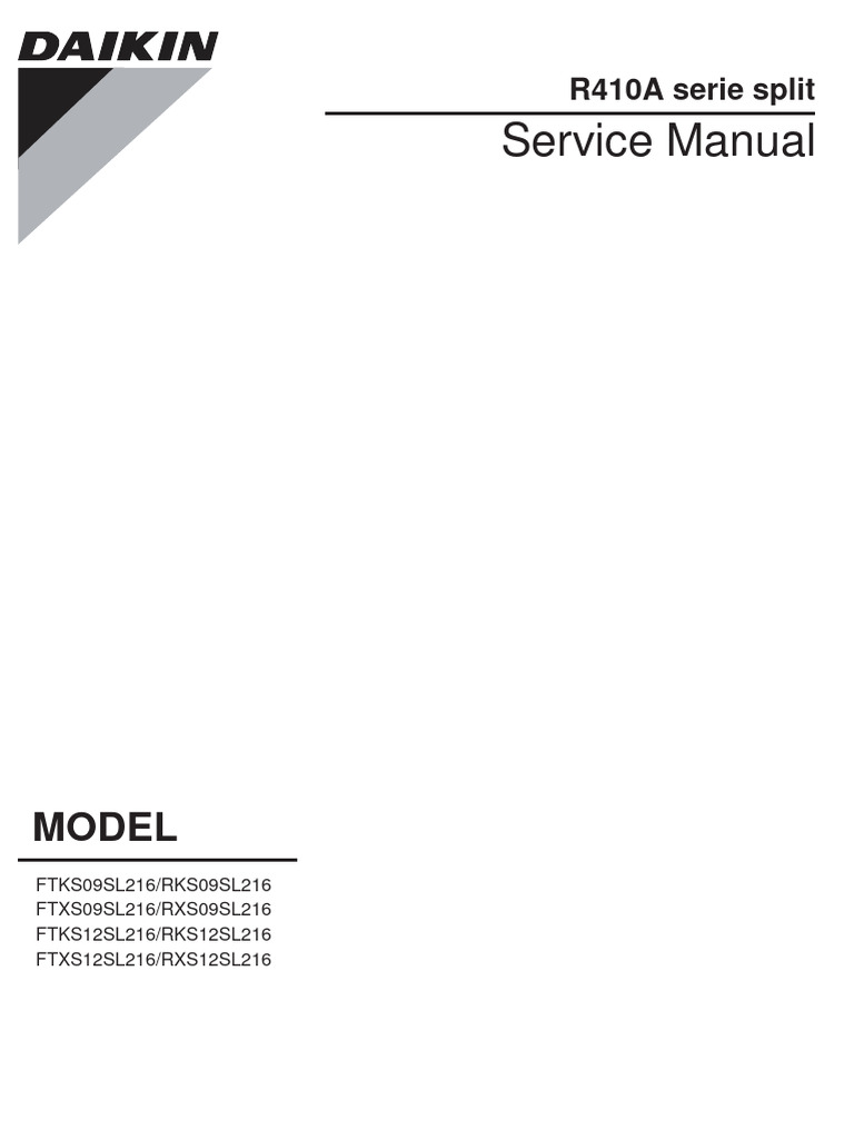 Daikin SL Service Manual 9K 12K | PDF | Power Supply | Electric Motor