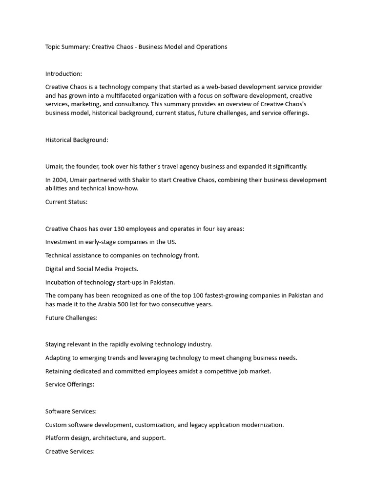 Deconstructing Creative Chaos Case Study | PDF