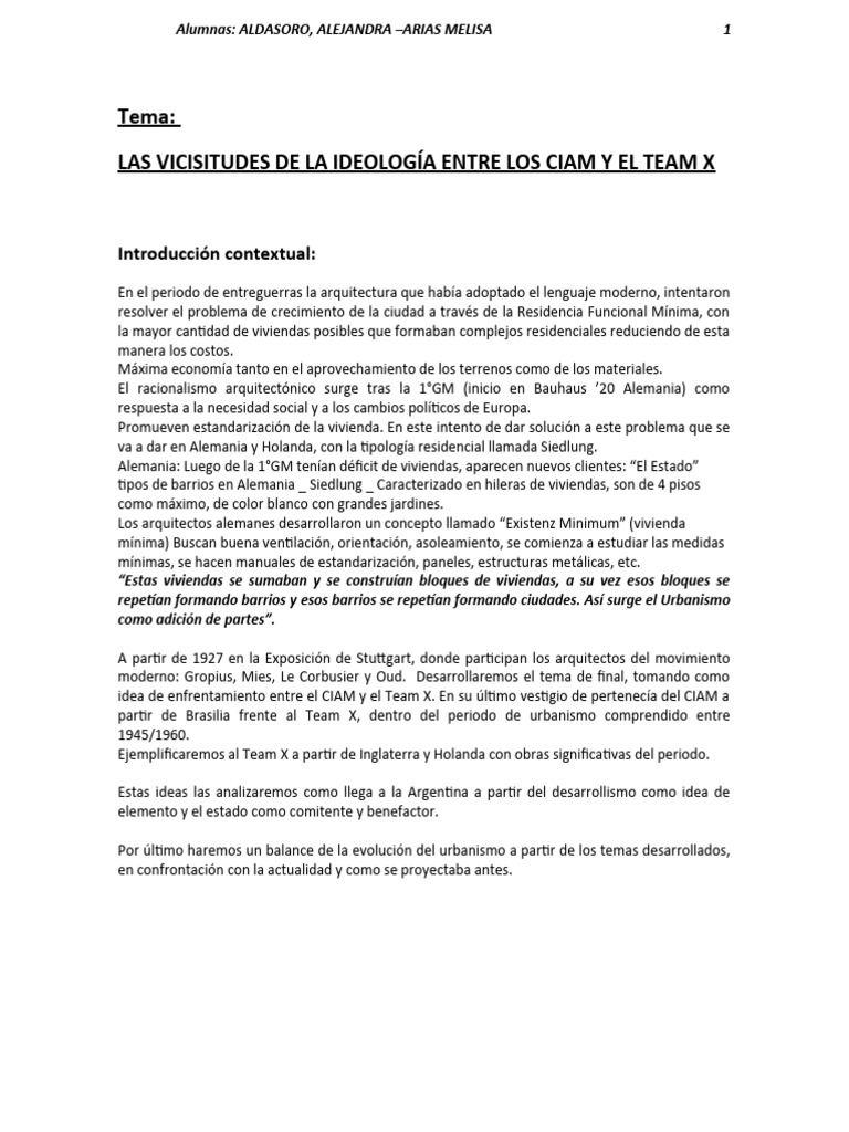 Speech Tema CIAM y TEAM X | PDF