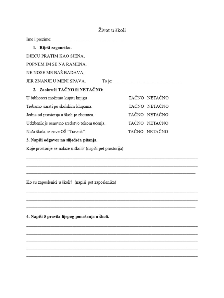 Test Moja Okolina | PDF