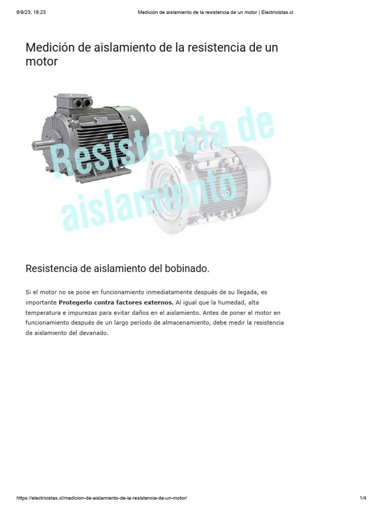 Medición de Aislamiento de La Resistencia de Un Motor - Electricistas ... Medición de Aislamiento de La Resistencia de Un Motor - Electricistas ...