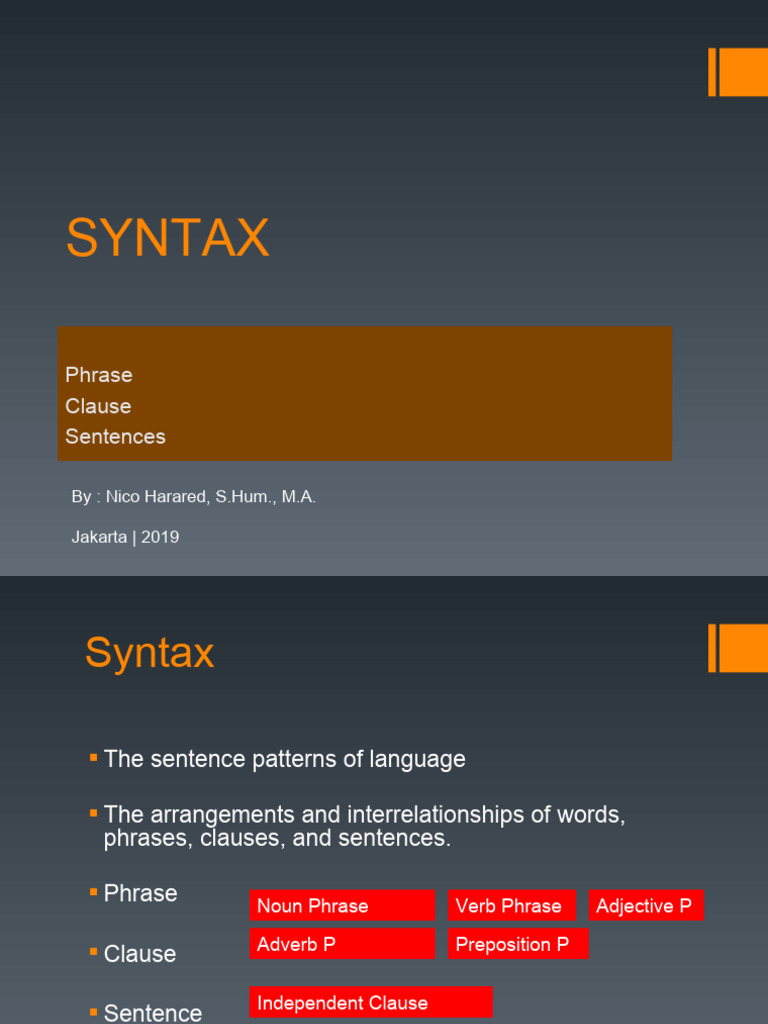 SYNTAX New Phrases, Clauses, Sentences | PDF