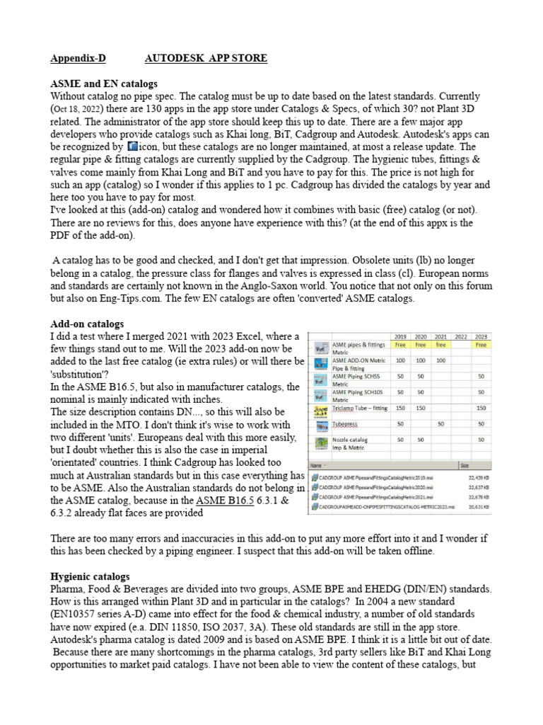 Appendix-D Autodesk App Store ASME and EN Catalogs | PDF | Computers