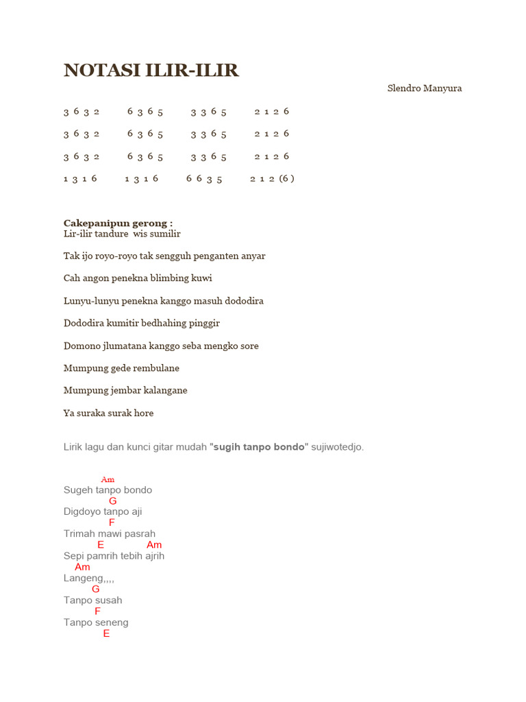 Notasi Dan Lirik Gending-Gending | PDF