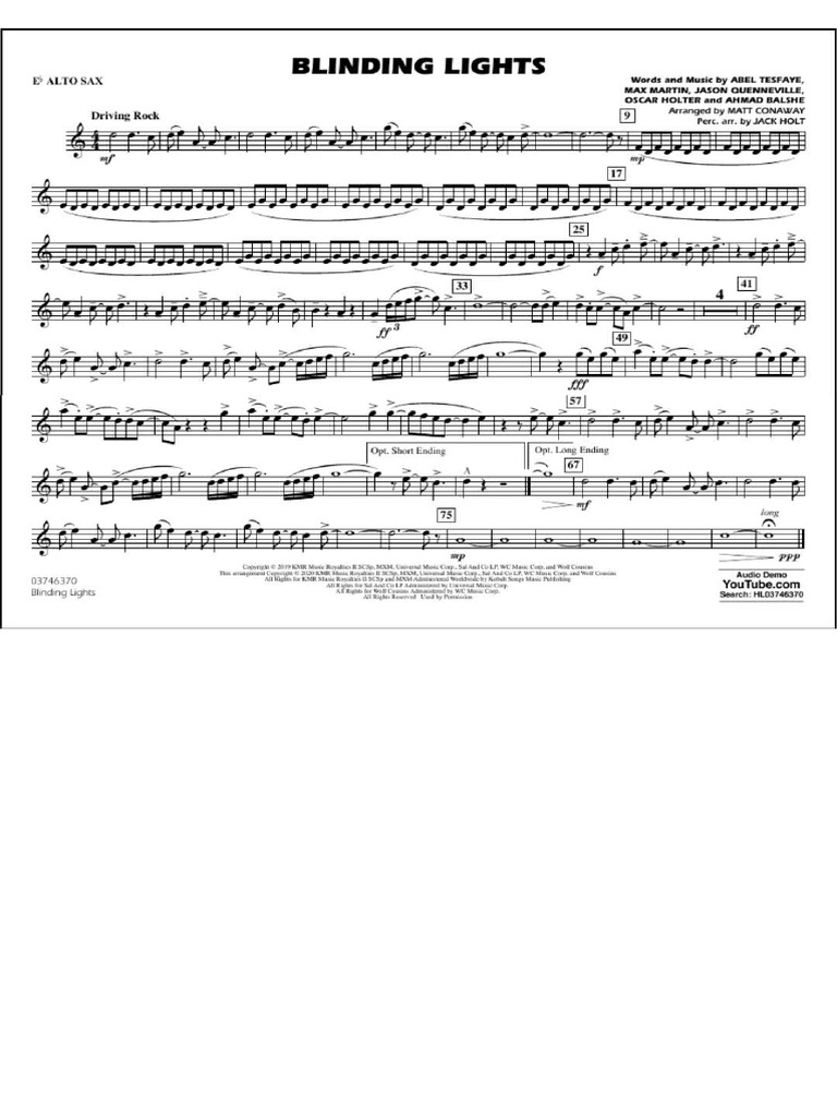 PARTITION SAX Blinding Lights | PDF