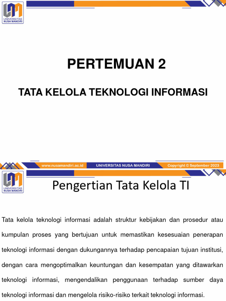 Pertemuan 2: Tata Kelola Teknologi Informasi | PDF