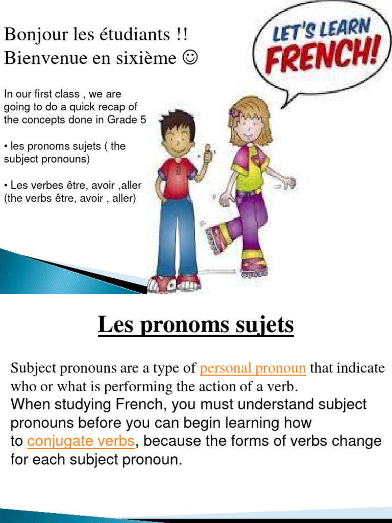 French Subject Pronouns & Verbs | PDF