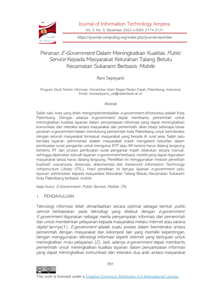 Peranan E-Government Kel Talang Betutu | PDF