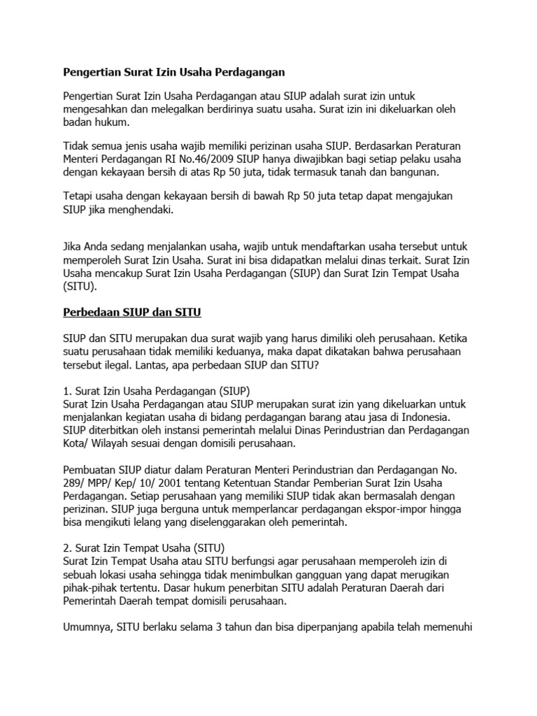 Panduan Lengkap SIUP dan SITU | PDF | Hukum