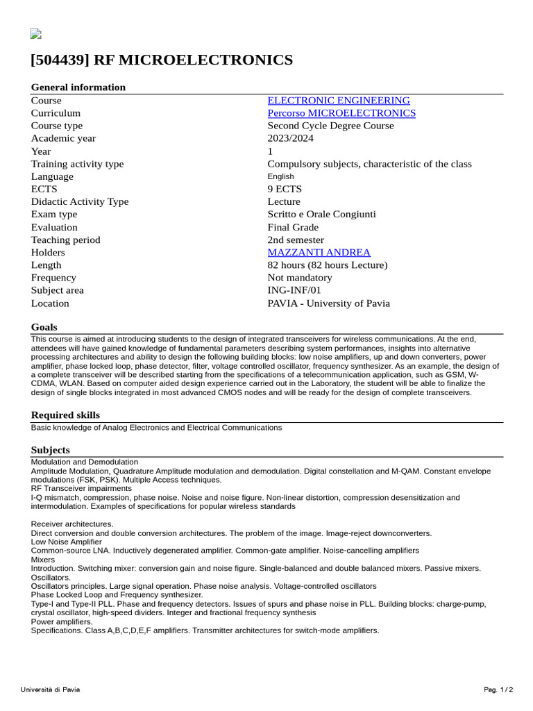 Report RF MICROELECTRONICS | PDF