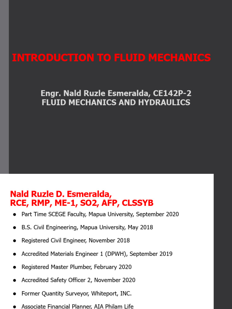 Lecture 1 Introduction To Fluid Mechanics Pdf