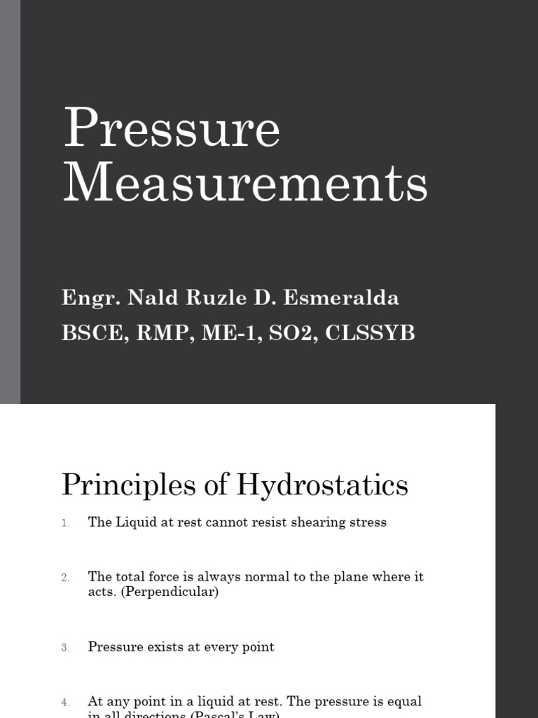 Lecture #3 Pressure Measurements | PDF