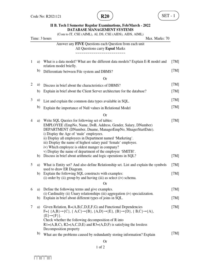 R20 DBMS Regular Paper 2022 | PDF