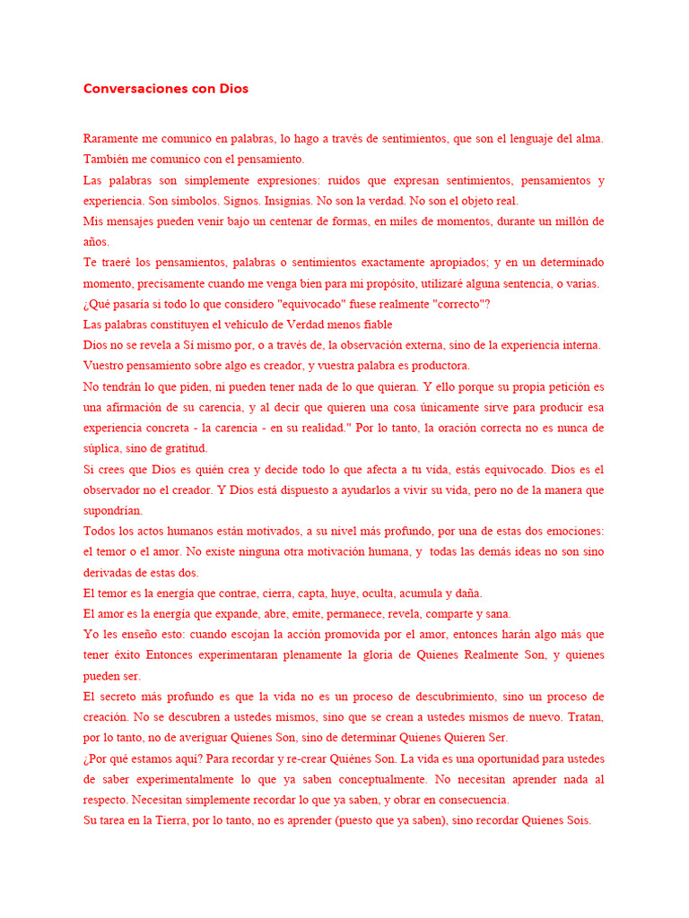 Conversaciones Con Dios RESUMEN | PDF