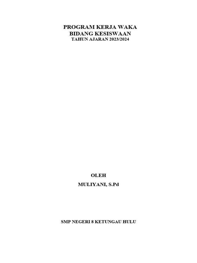 Program Kerja Waka Kesiswaan MUL | PDF
