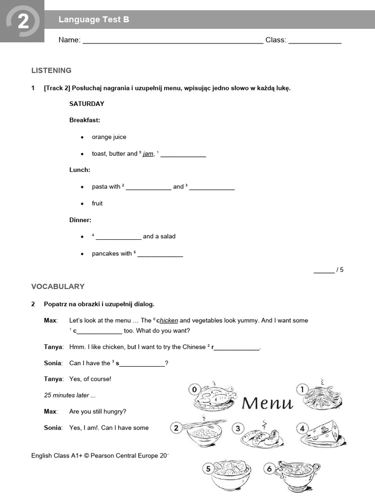 EC - A1P - Language Test 2B | PDF