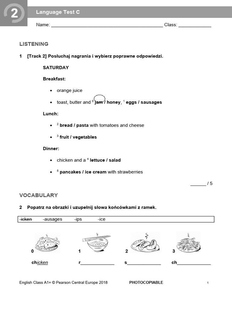 EC - A1P - Language Test 2C | PDF