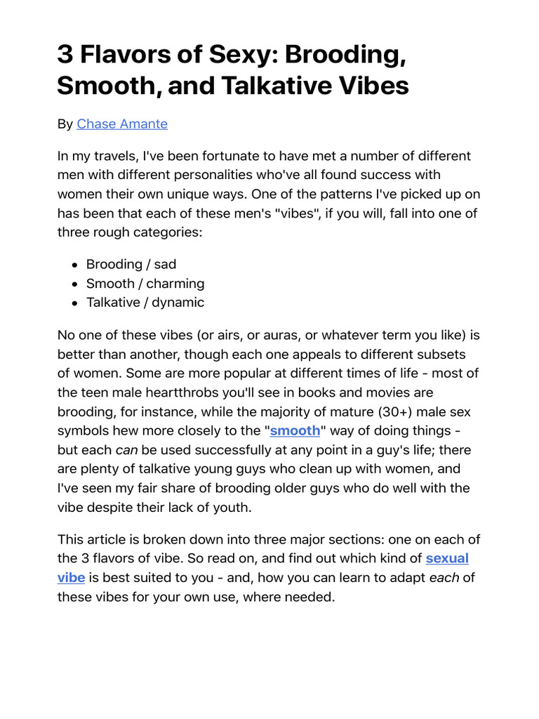 3 Flavors of Sexy Brooding, Smooth, and Talkative Vibes | PDF