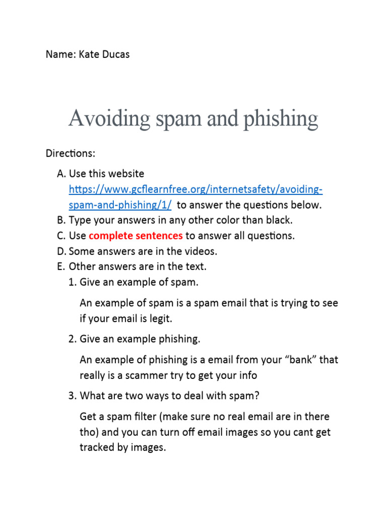 Avoiding Spam and Phishing | PDF | Career & Growth | Computers