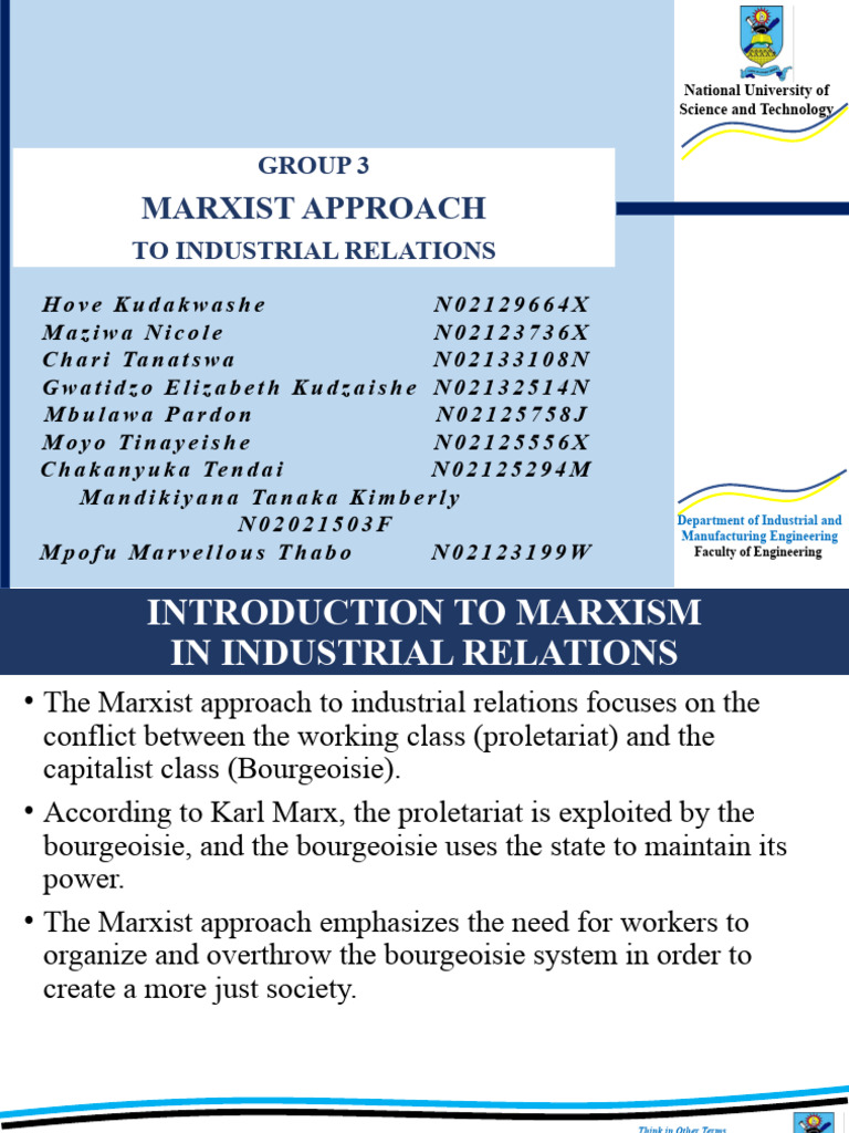 THE MARXIST APPROACH TO INDUSTRIAL RELATIONS | PDF | Karl Marx | Marxism