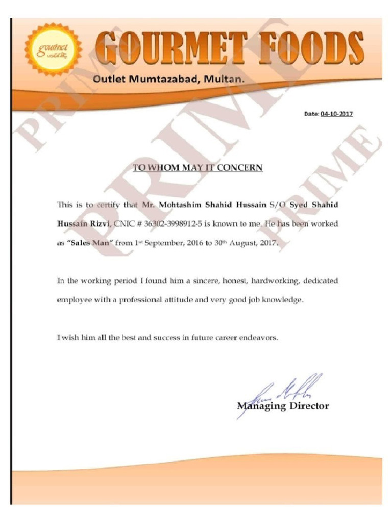 Experience Letter | PDF