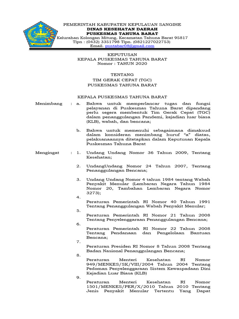 SK Tim Gerak Cepat | PDF