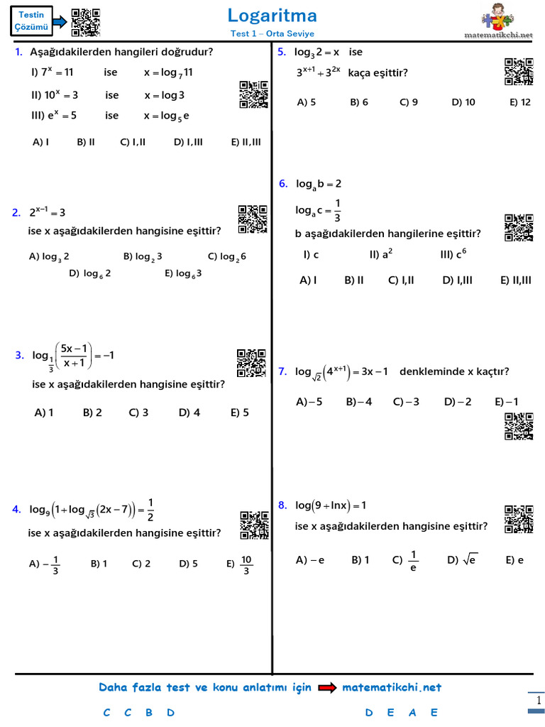 Logaritma Test 1 O | PDF