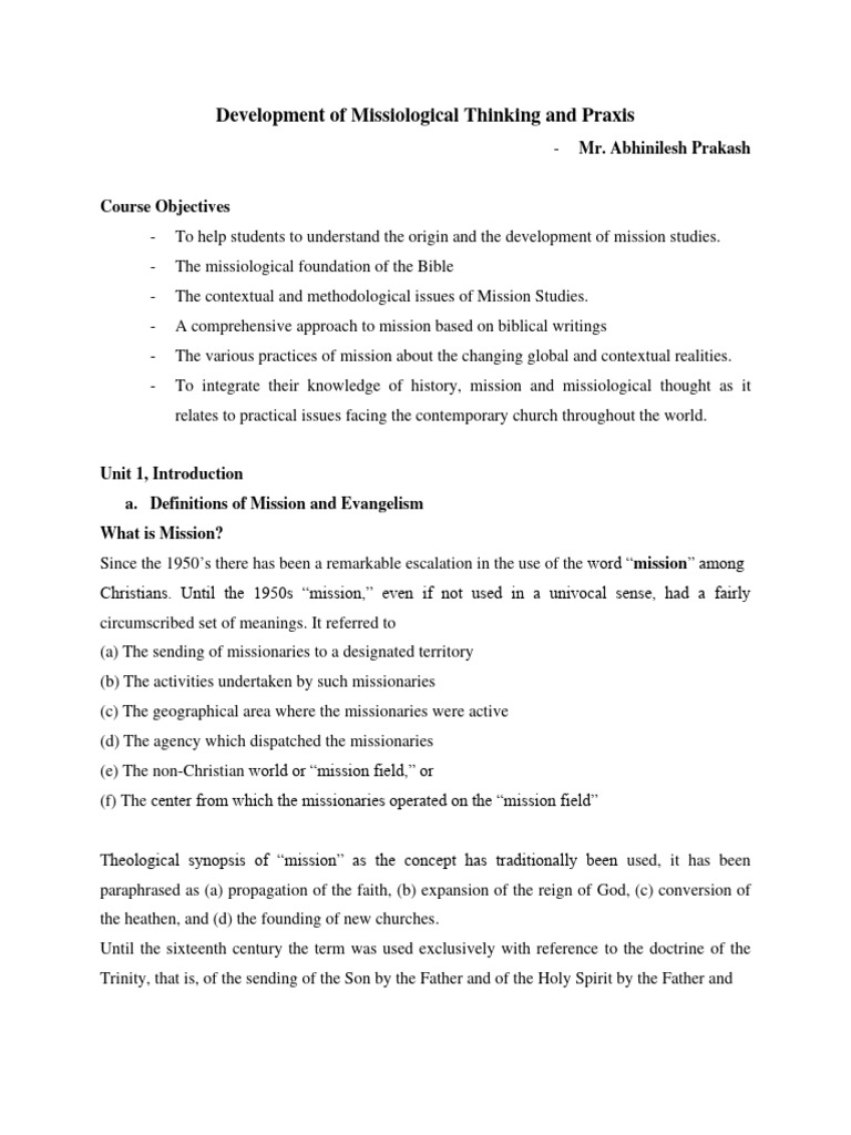 Development of Missiological Thinking and Praxis BD II | PDF ...