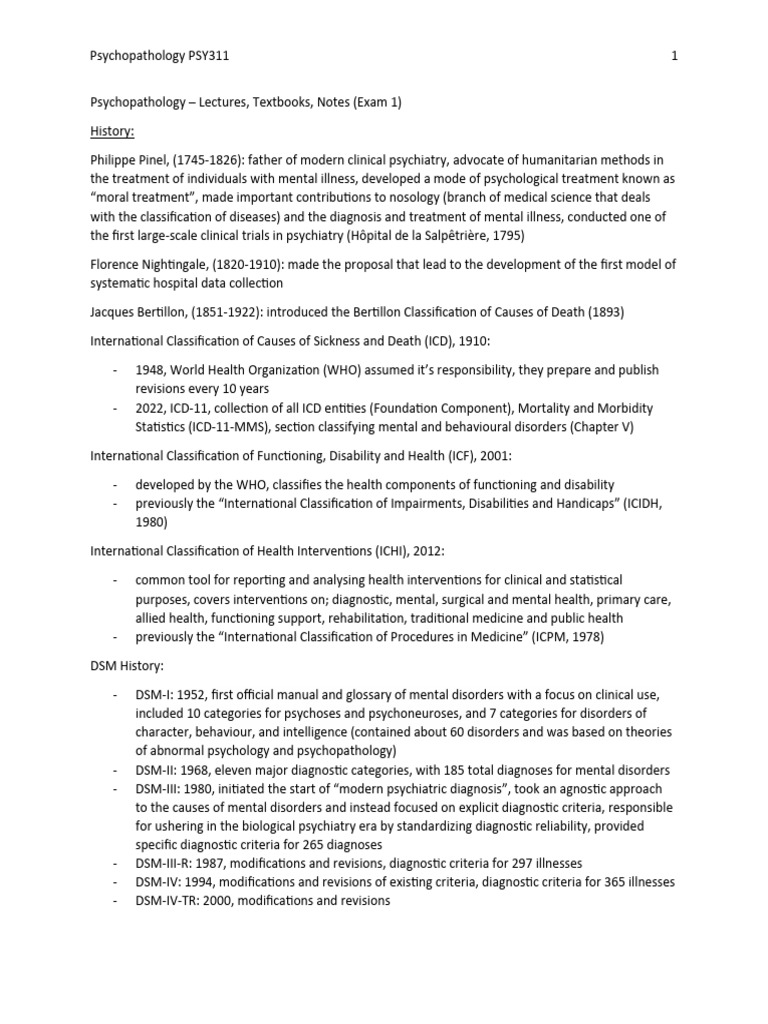 Psychopathology Notes | PDF