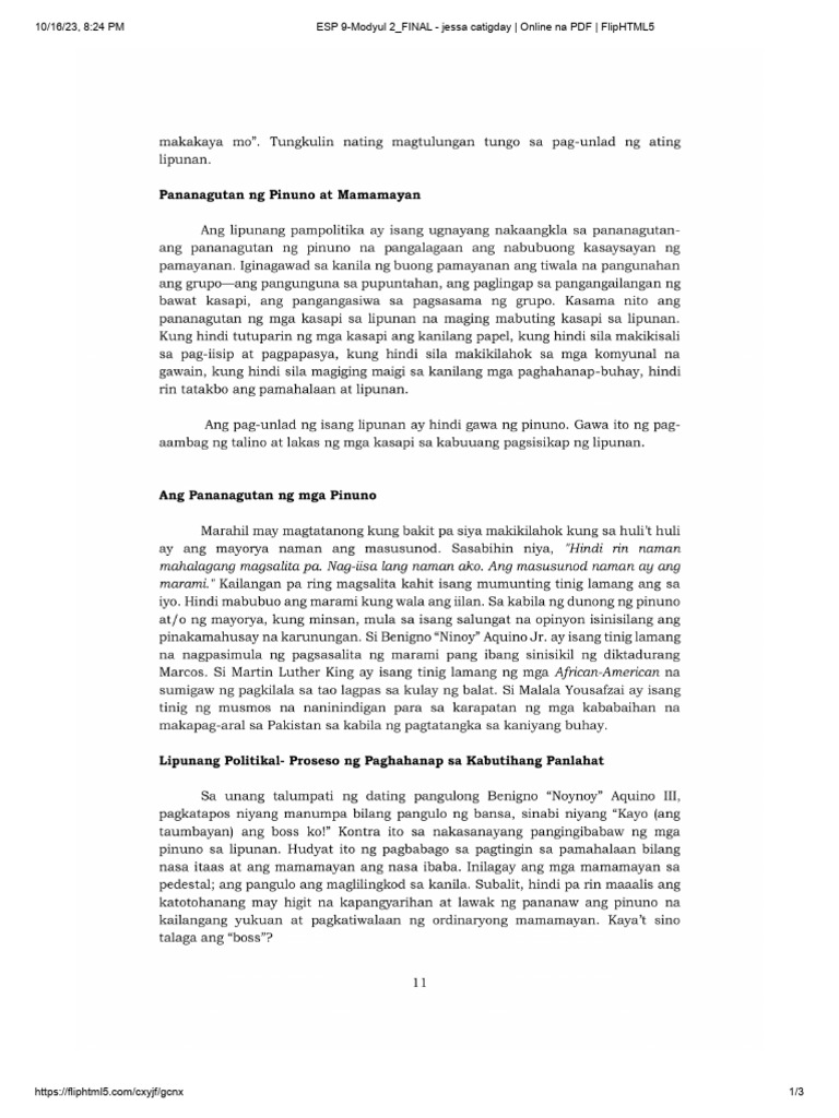 ESP 9-Modyul 2 - FINAL - Jessa Catigday - Online Na PDF - FlipHTML5 | PDF
