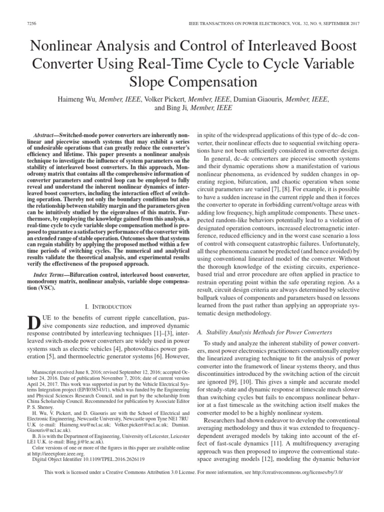 Nonlinear Analysis and Control of Interleaved Boost Converter Using Real-Time Cycle To Cycle ...